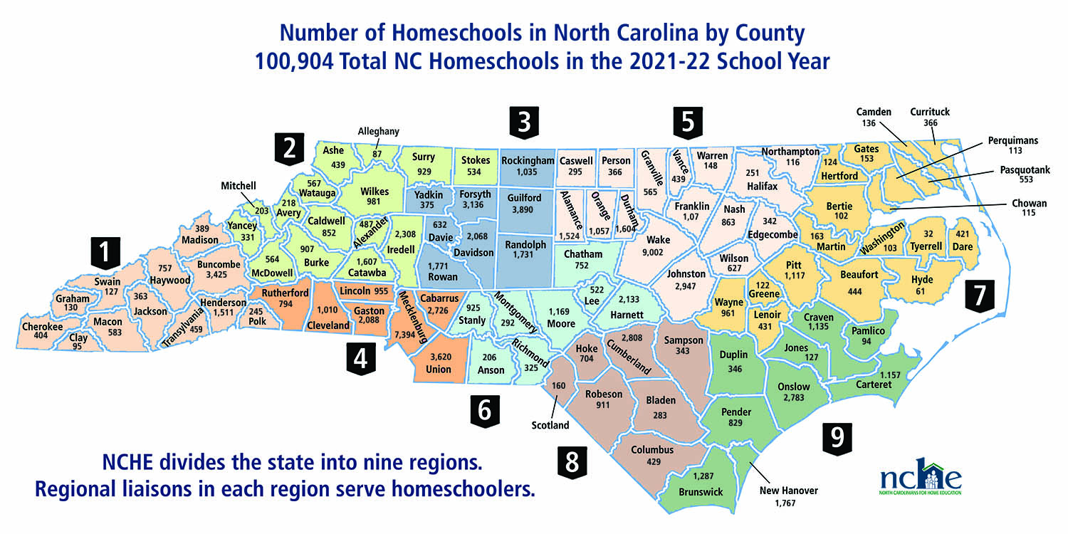 2021-2022 Open Homeschools Map 1500 - North Carolinians for Home Education